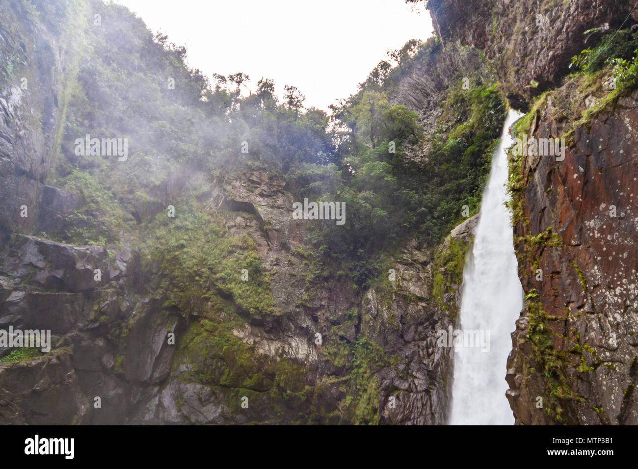 Waterfall Devil's Cauldron Banos Ecuador bridge Stock Photo - Alamy