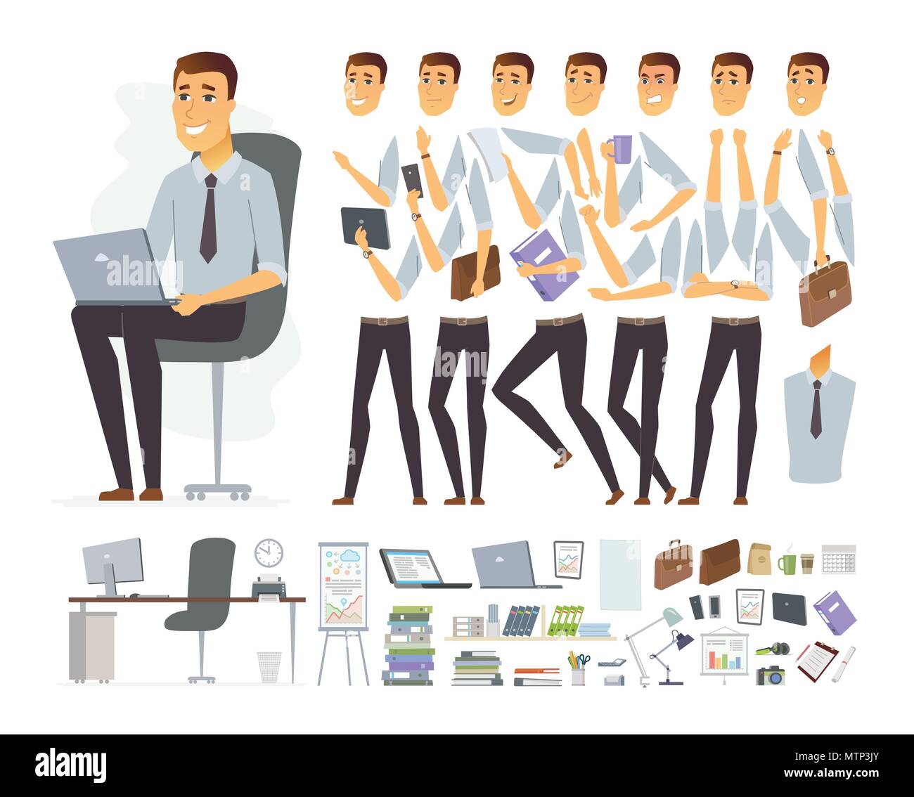 Businessman At Work Vector Cartoon People Character Constructor Stock Vector Image And Art Alamy 