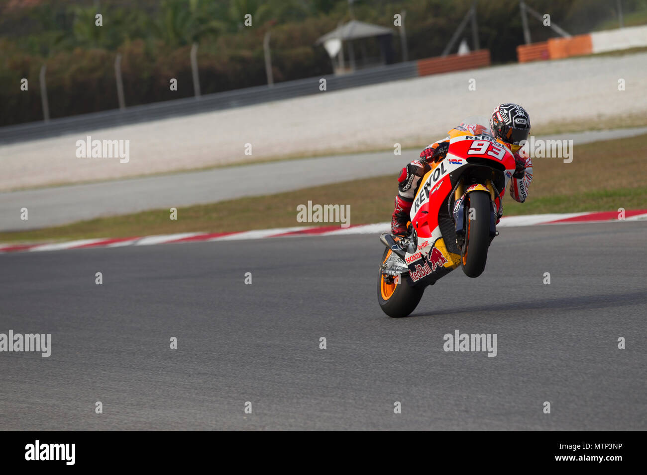 Spain's Marc Marquez astride his Repsol Honda RCV factory bike at the ...