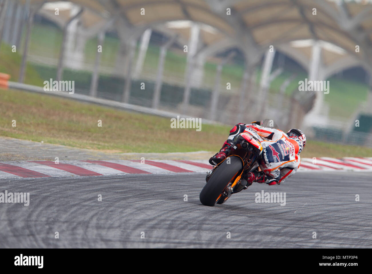 Spain's Marc Marquez astride his Repsol Honda RCV factory bike at the ...