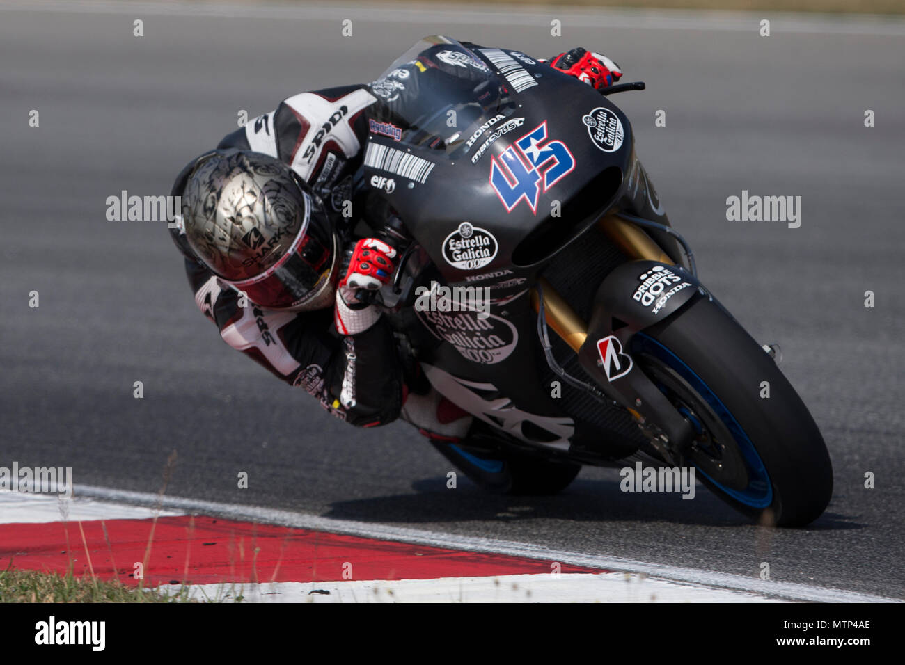 Britain's Scott Redding astride his Honda RCV factory race bike at the ...