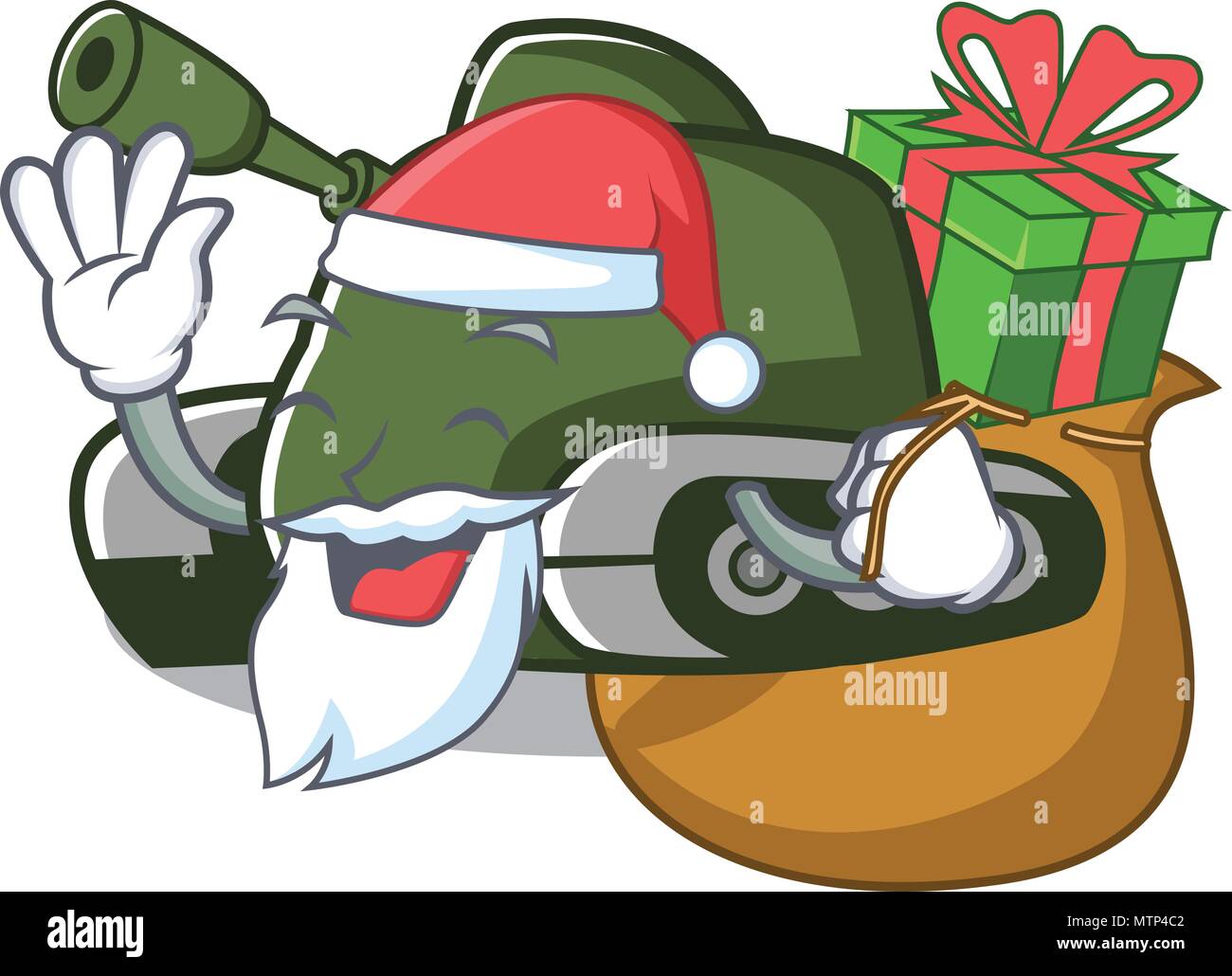 Santa with gift tank mascot cartoon style Stock Vector Image & Art - Alamy
