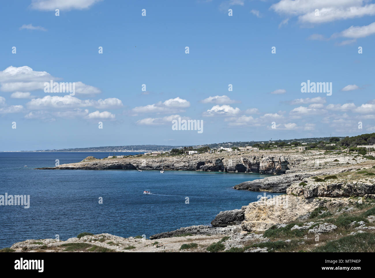 Italy Puglia Head Santa Maria di Leuca seafront rocks pistol tip Stock ...