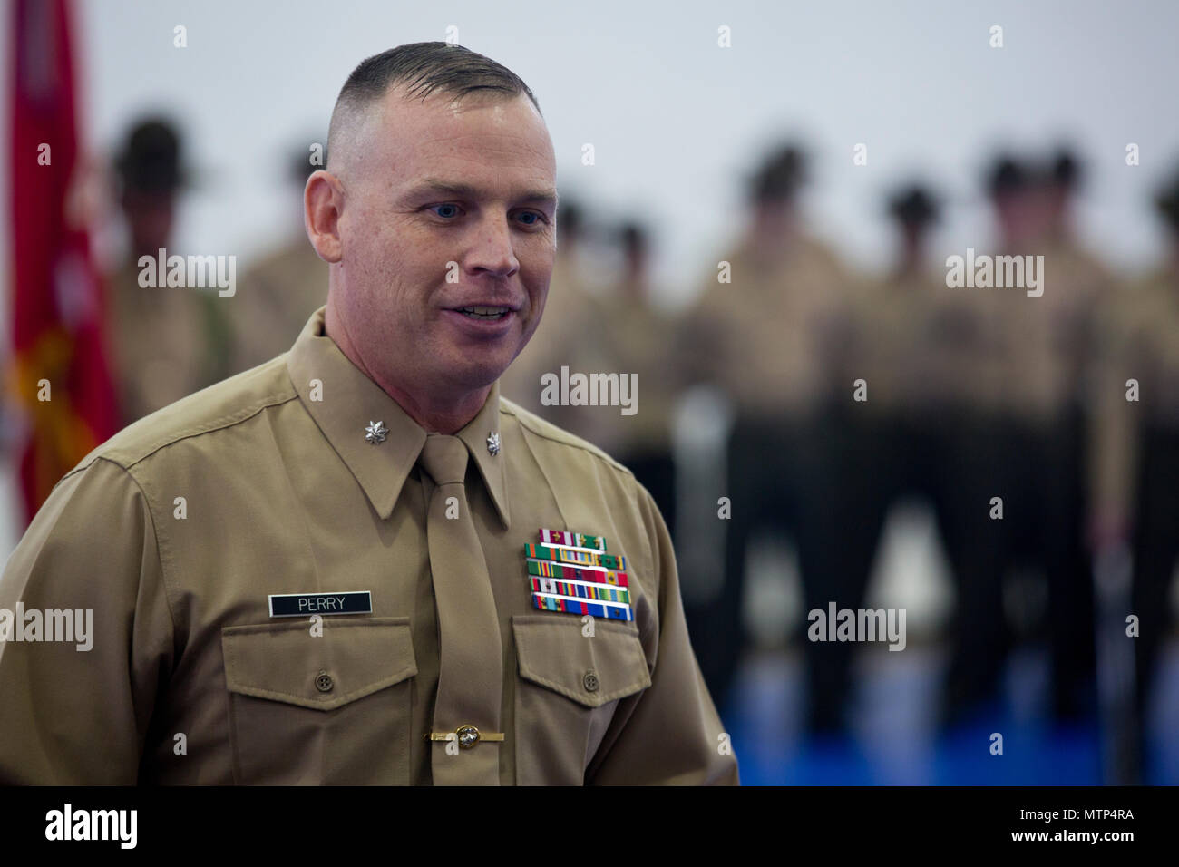 U.S. Marine Corps Lt. Col. Tracy Perry, commanding officer of Support ...
