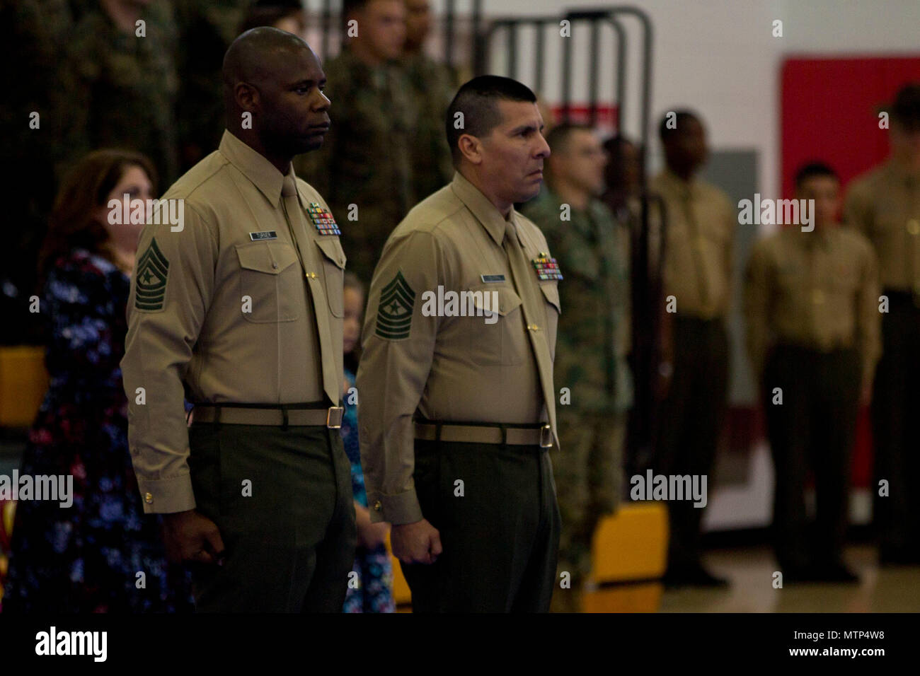U.S. Marine Corps Sgt. Maj. Wesley O. Turner II, left, incoming ...