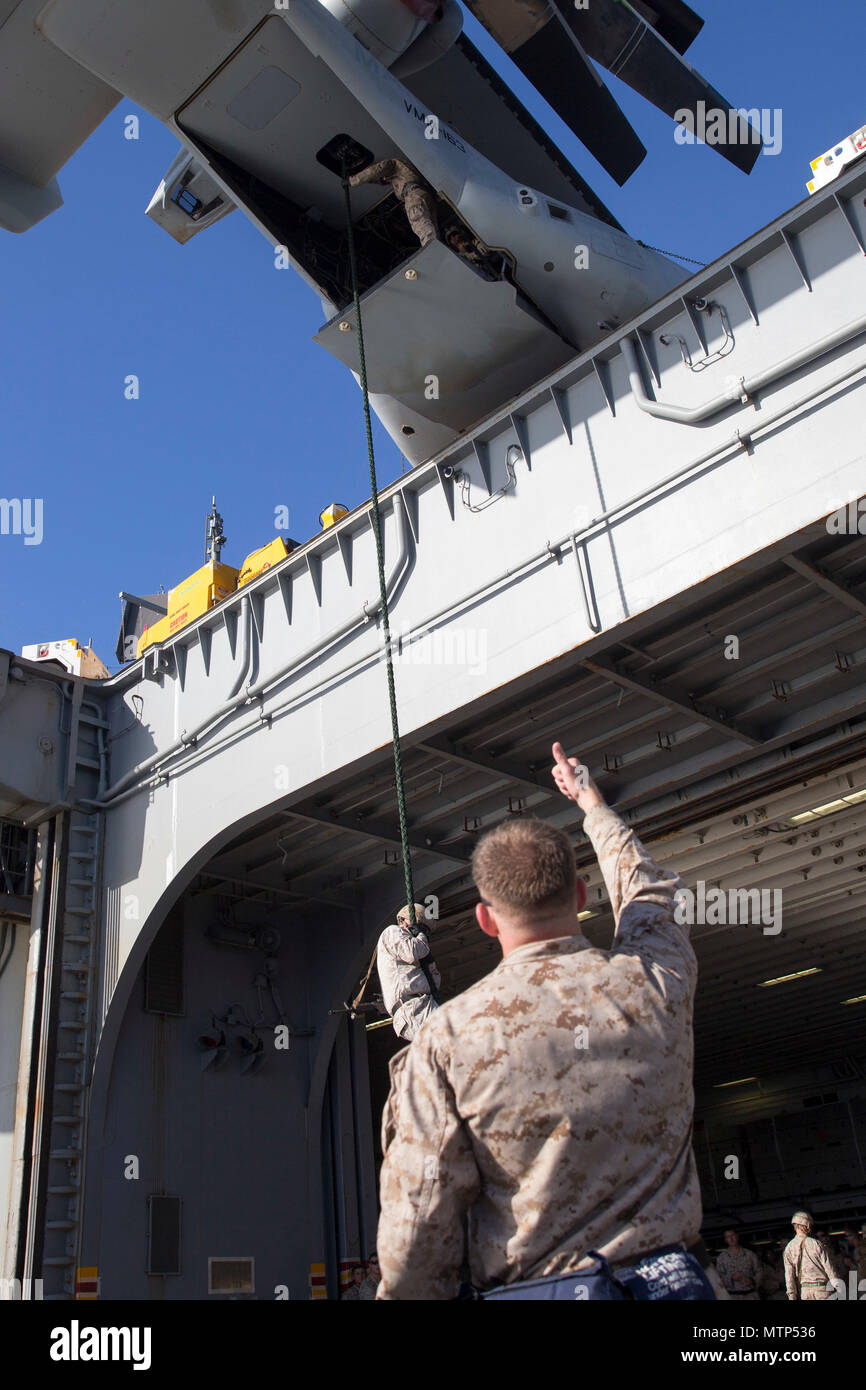 USS MAKIN ISLAND, Gulf of Aden (January 7, 2017) U.S. Marine Corps 1st ...