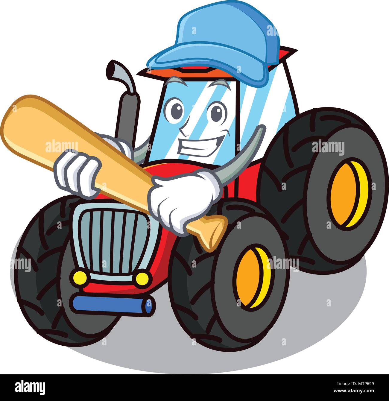 Playing baseball tractor character cartoon style Stock Vector Image ...