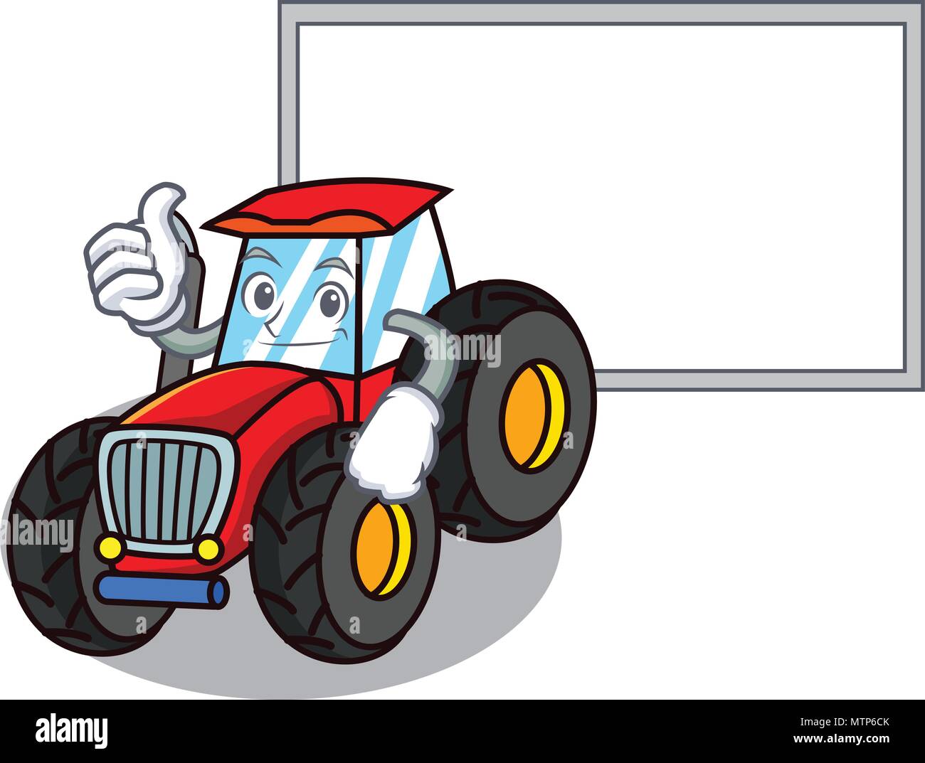 Thumbs up with board tractor character cartoon style Stock Vector Image ...