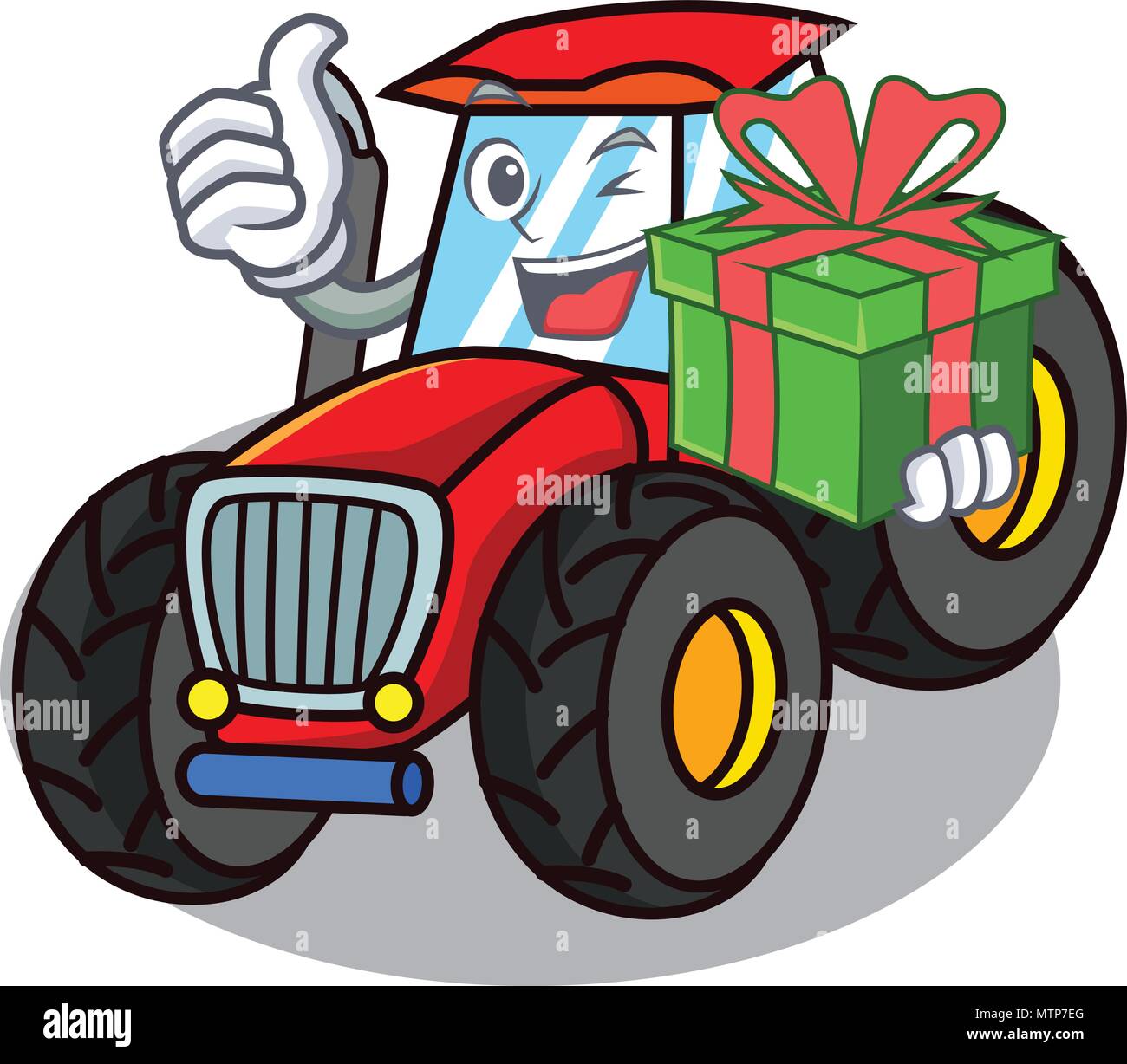 With gift tractor mascot cartoon style Stock Vector Image & Art - Alamy