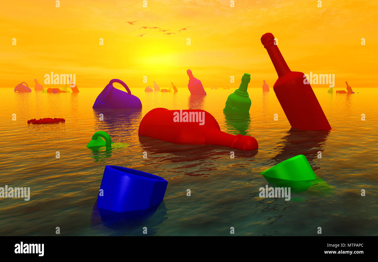 Plastic Objects polluting Earths Seas & Oceans Stock Photo - Alamy