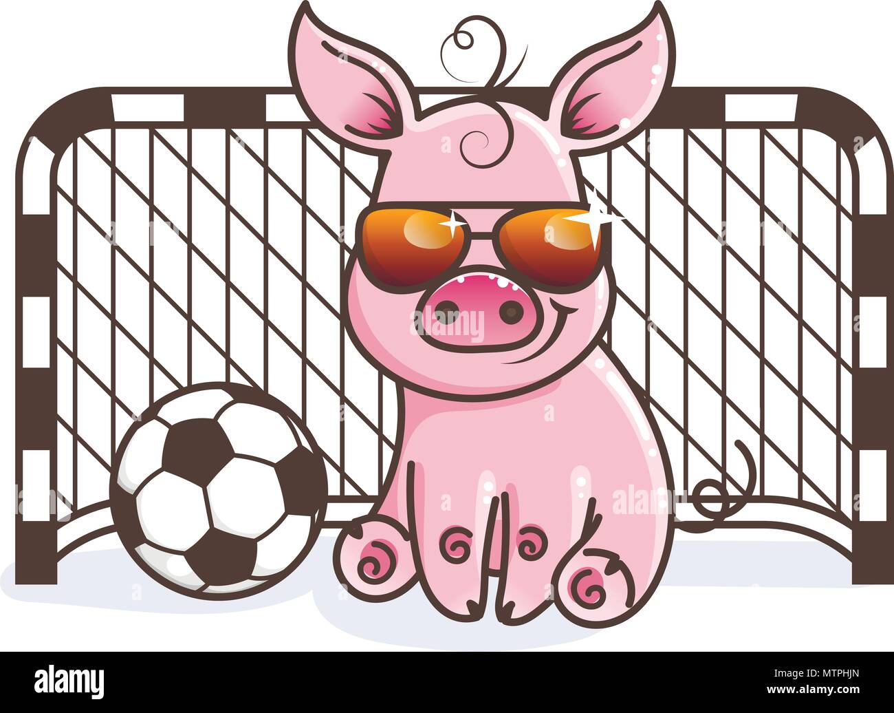 Cute cartoon pig with a soccer ball. Vector illustration. Baby animal ...