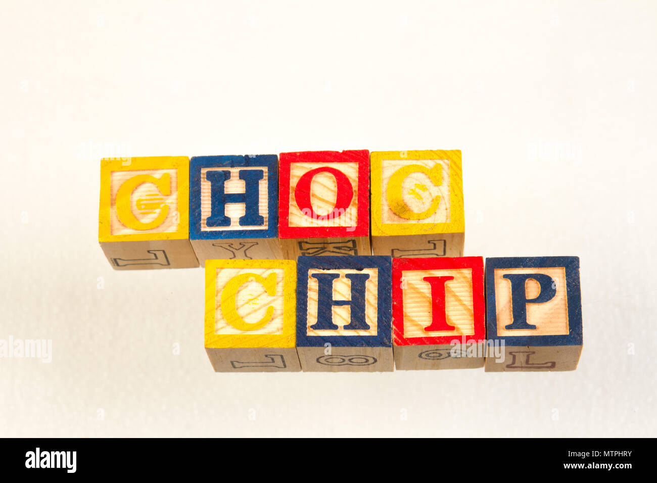 The term choc chip displayed visually on a white background using ...