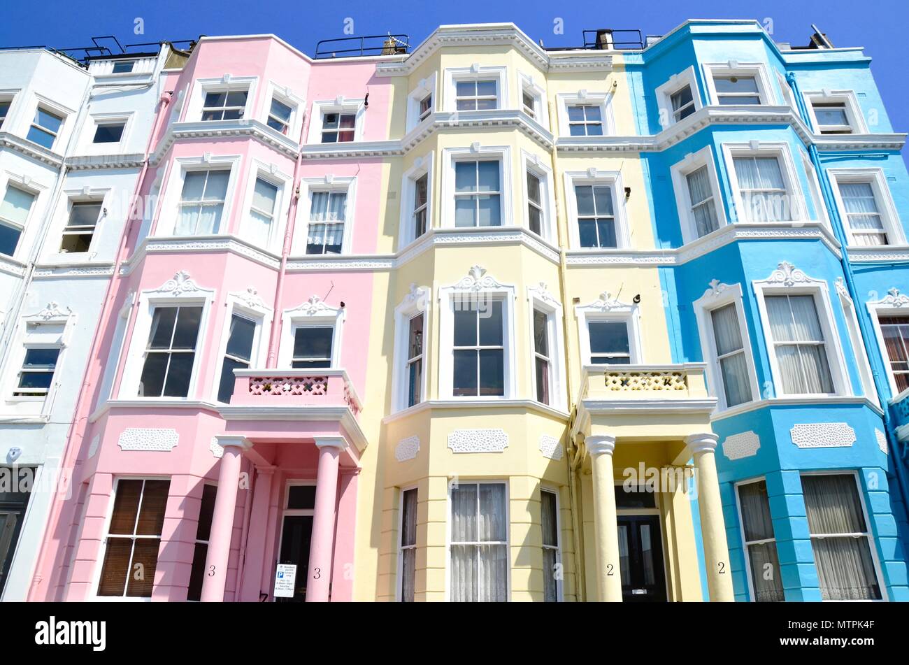 A row of colourful houses in Notting Hill, London, England, UK Stock ...