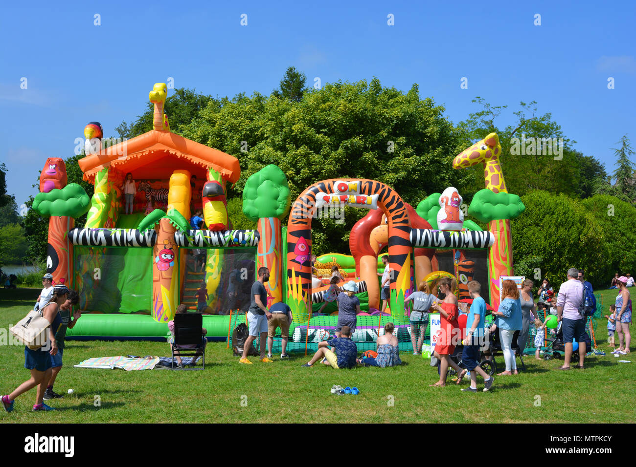 A bouncy castle at the annual Sherborne Castle Country Fair, Sherborne ...