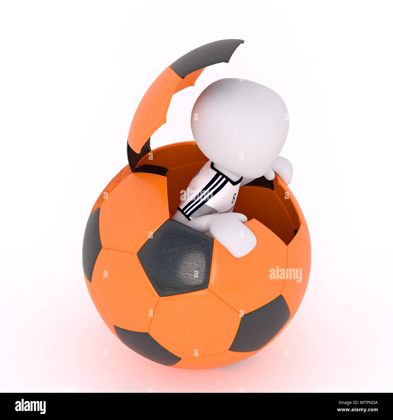 football player looking out from a big football Stock Photo - Alamy