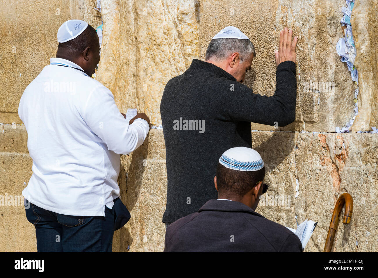 JERUSALEM, ISRAEL - 22 NOVEMBER 2017: Pilgrims pray at the wall of the ...