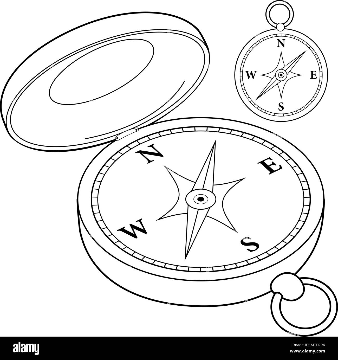 Coloring book illustration of wind Black and White Stock Photos ...