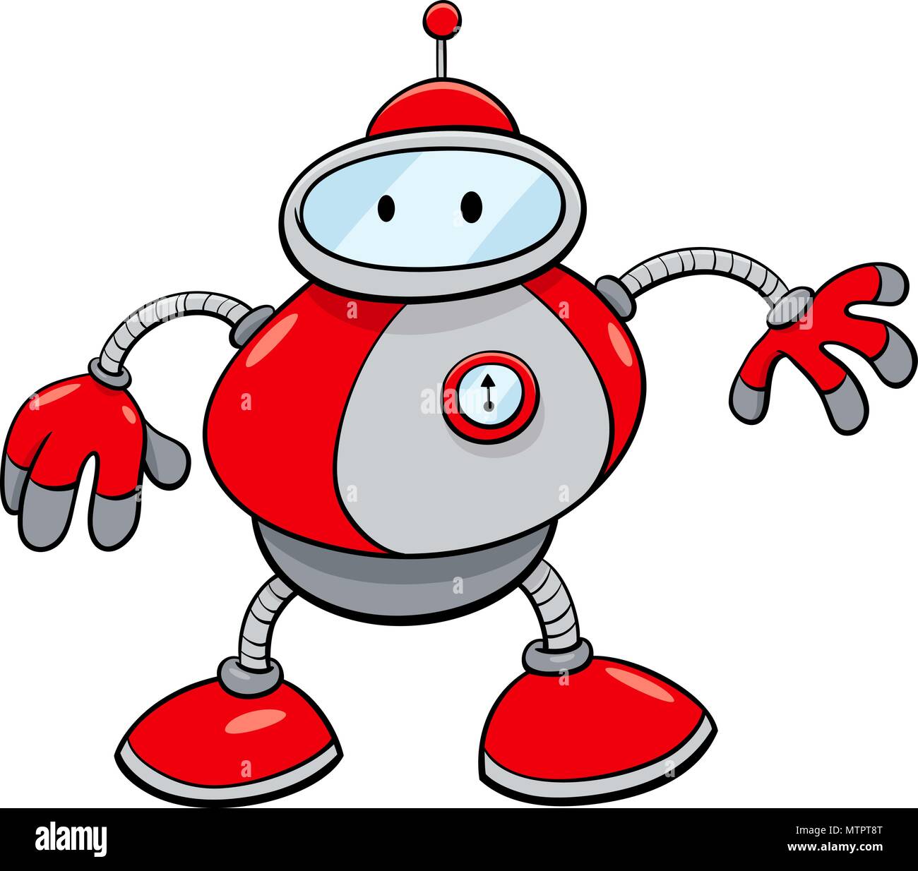 Cartoon Illustration of Funny Tin Robot Science Fiction Comic Character ...