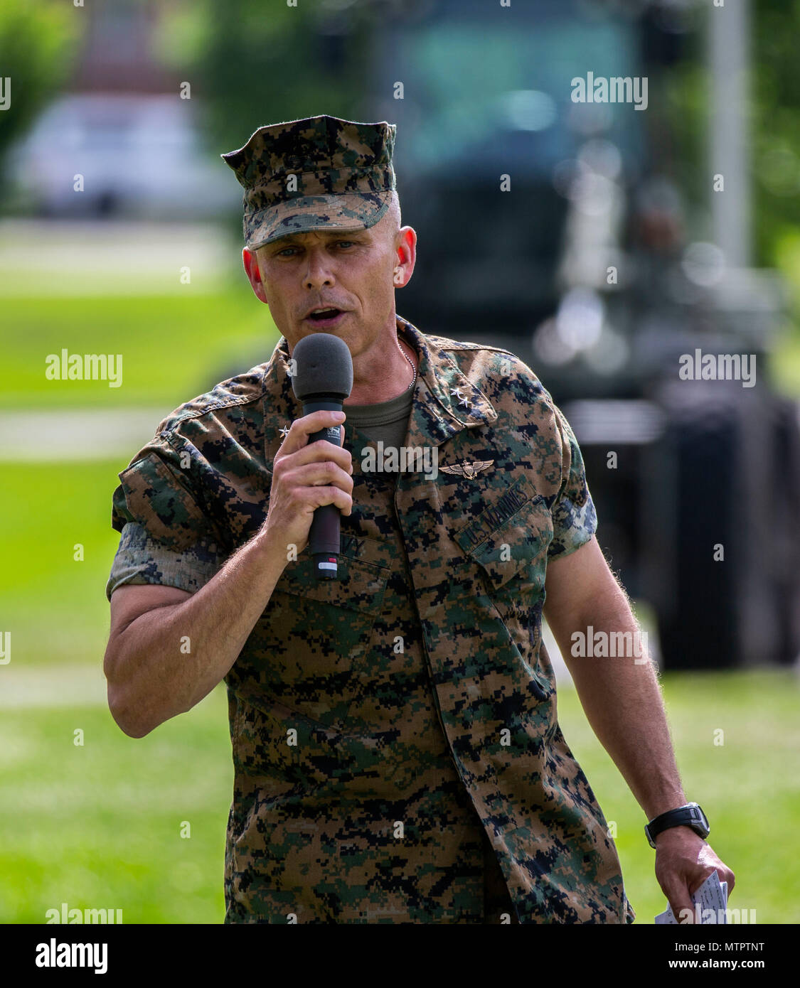 U.S. Marine Corps Maj. Gen. Matthew G. Glavy speaks to the audience ...