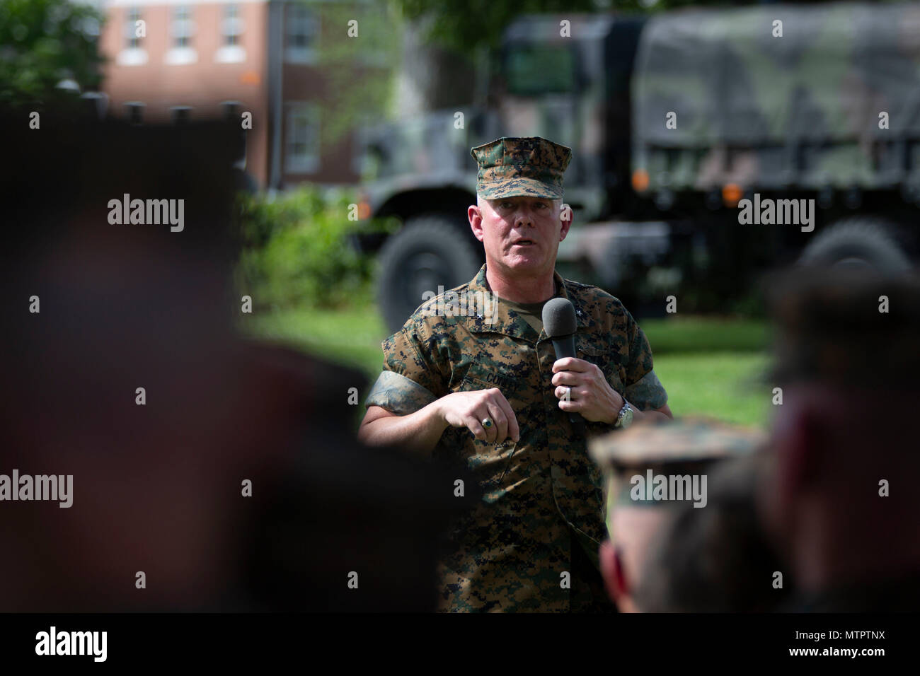 U.S. Marine Corps Brig. Gen. Daniel B. Conley speaks to the audience ...