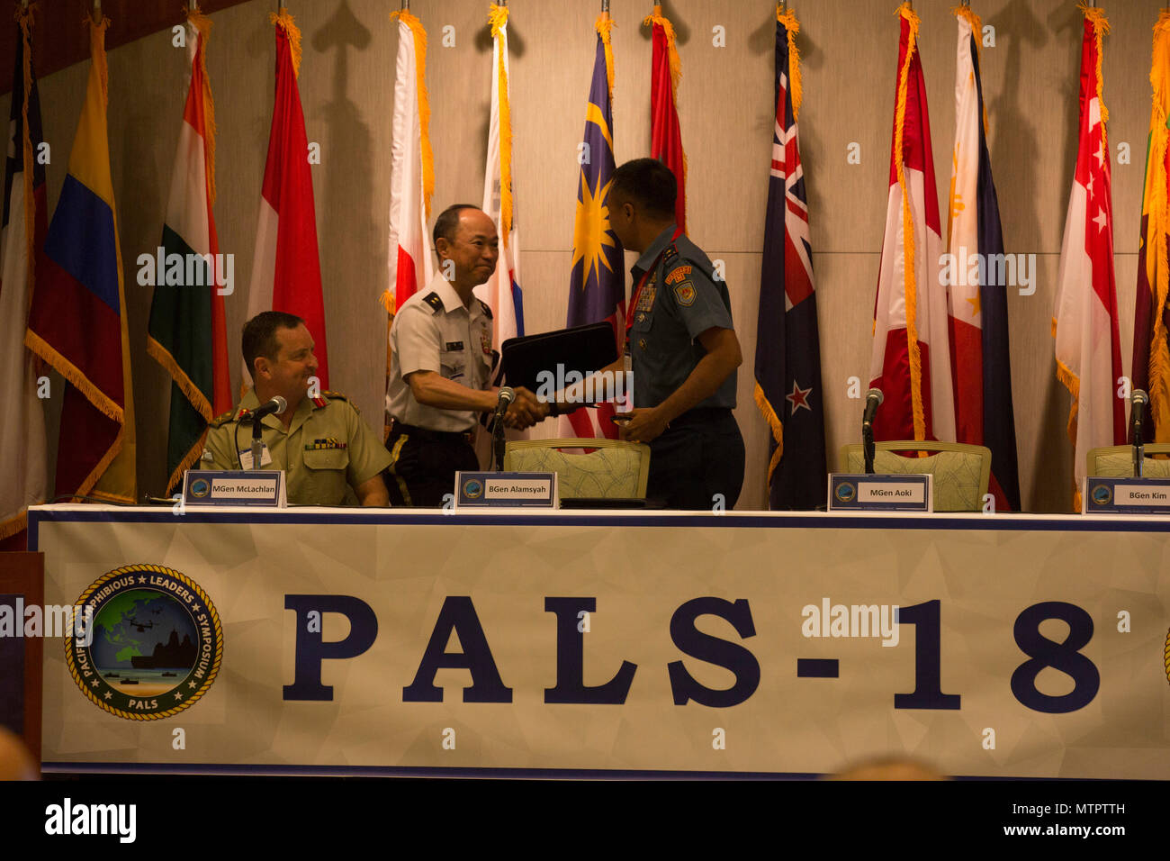 Japan Self Defense Force Maj. Gen. Shinichi Aoki, left, commanding ...