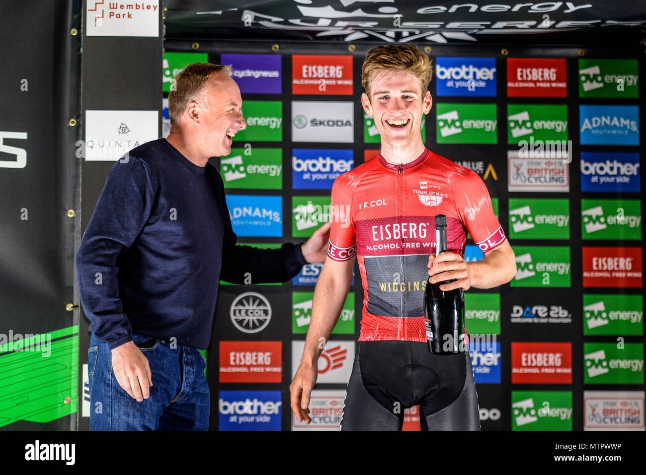 Robert Scott of Team Wiggins on podium 2018 OVO Energy Tour Series ...