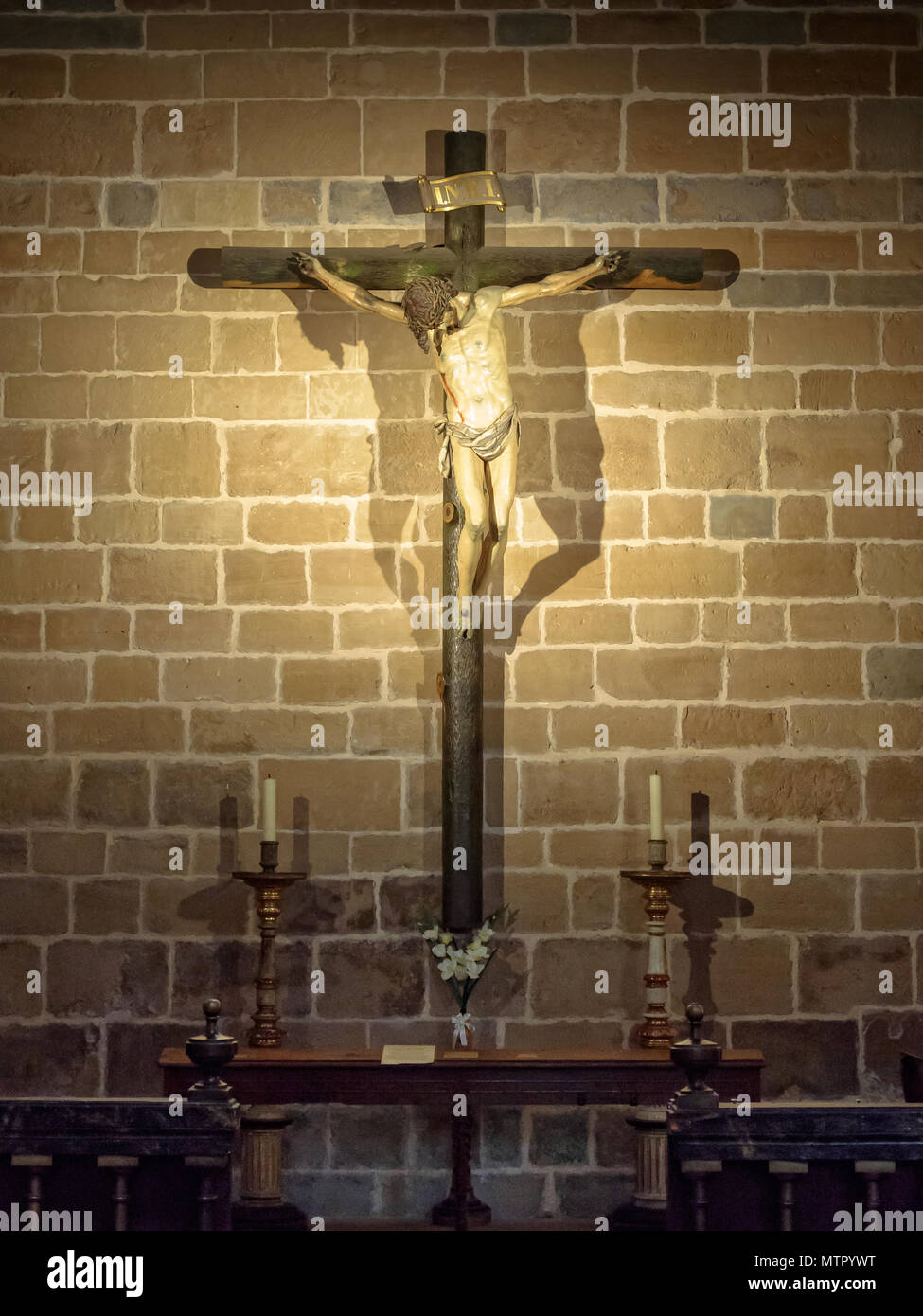 Crucifix in the St Mary's Cathedral - Pamplona, Navarre, Spain Stock ...