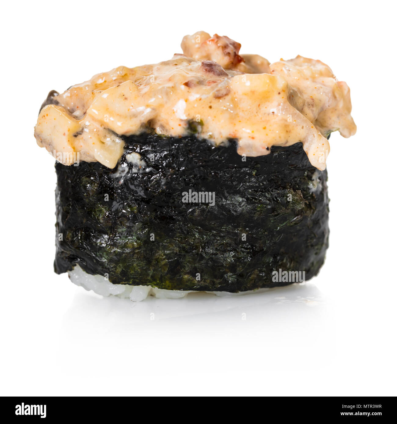 Japanese food, spicy unagi roll gunkan isolated on white background Stock Photo - Alamy