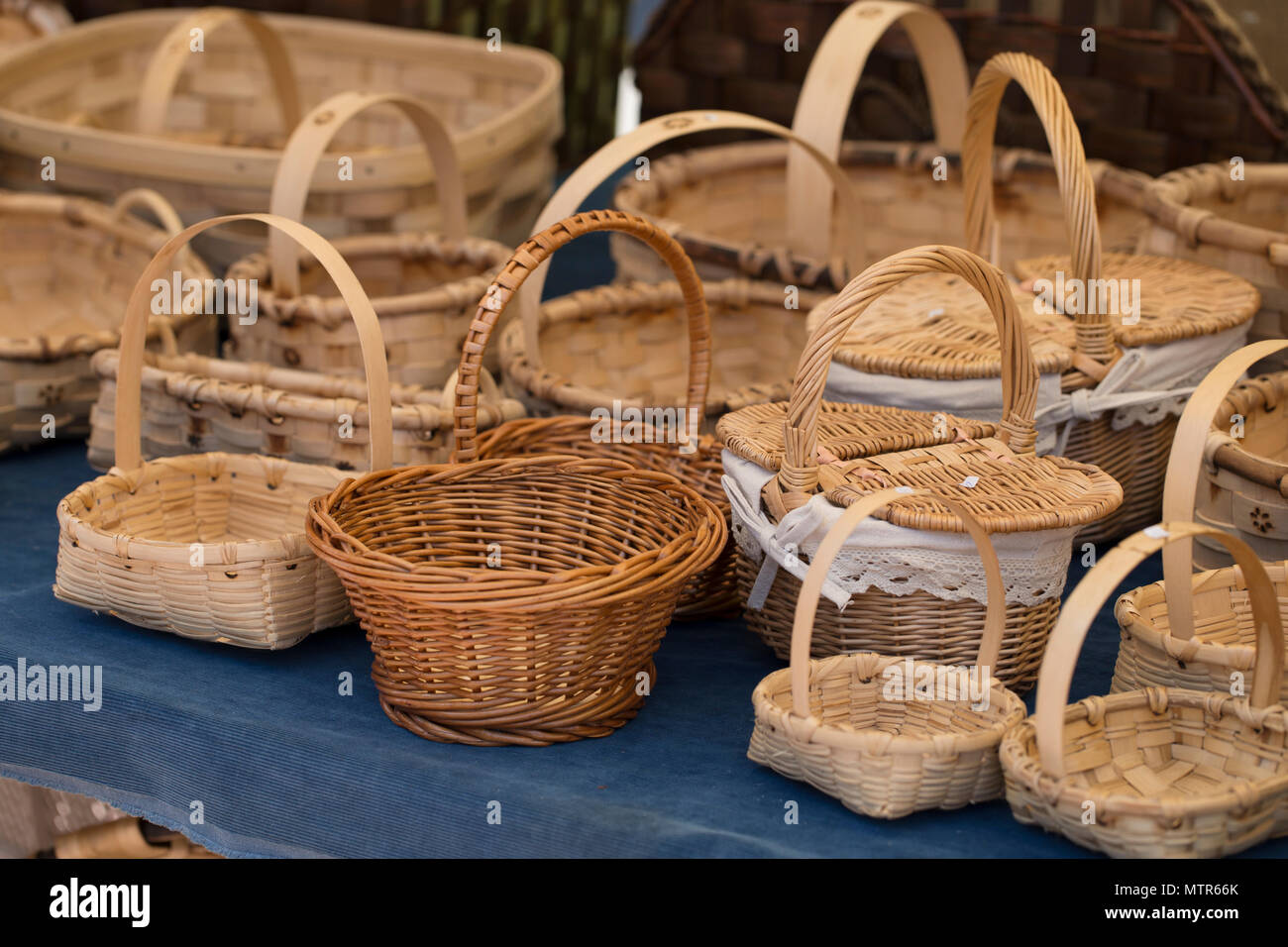 Baskets store in a market Stock Photo - Alamy