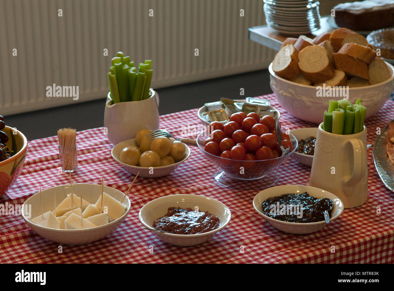 Ploughmans lunch communal village meal in the village hall. Bawburgh ...