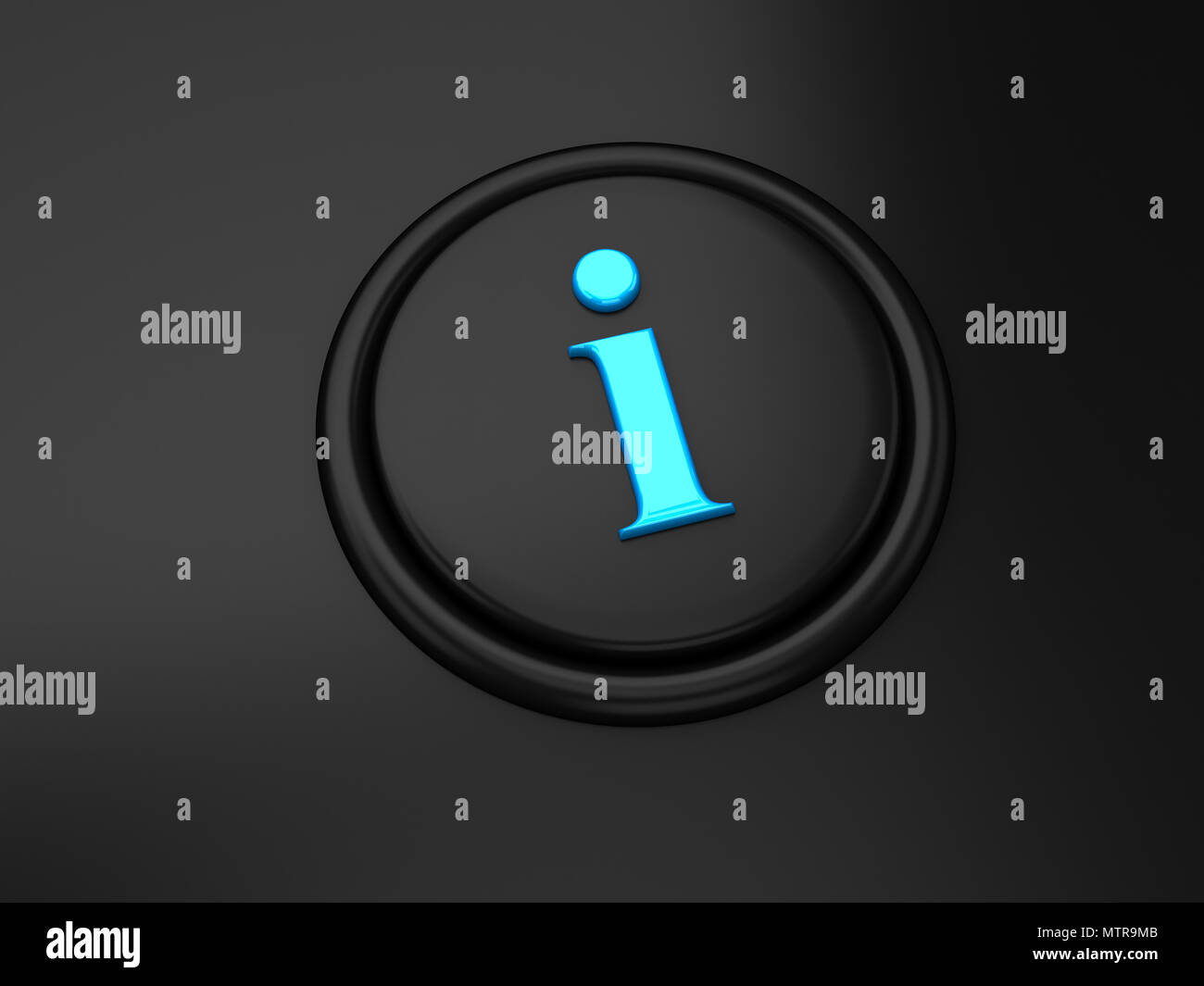 Gloss information button on black surface Stock Photo - Alamy