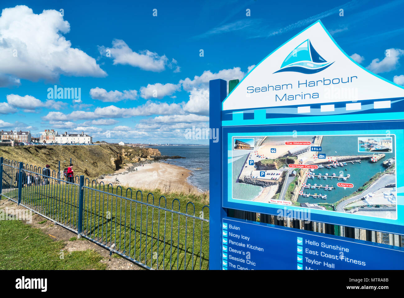 Seaham marina, harbour, sign, Cleveland, County Durham, England, UK ...