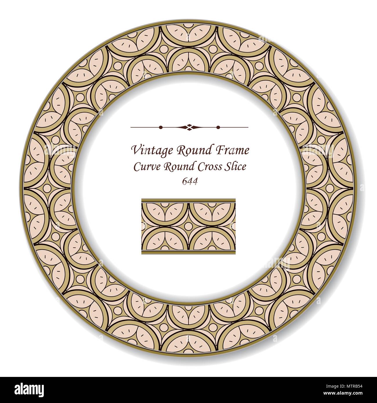 Vintage Round Retro Frame curve round cross slice, antique style ...