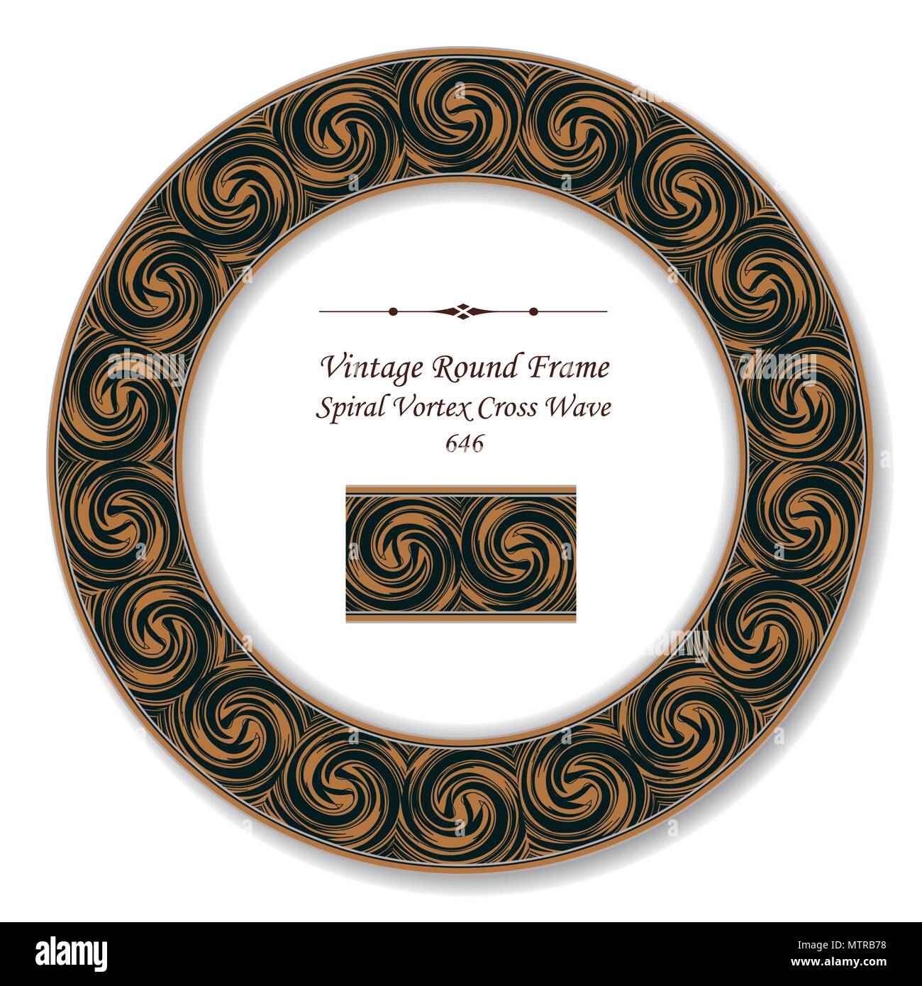 Vintage Round Retro Frame spiral vortex cross wave, antique style ...