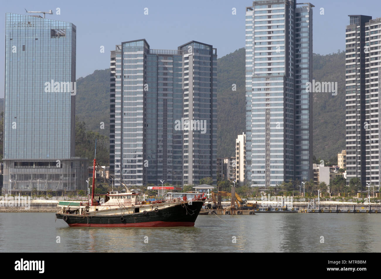 Fishing boat in harbour, Macau, SAR People's Republic of China Stock ...