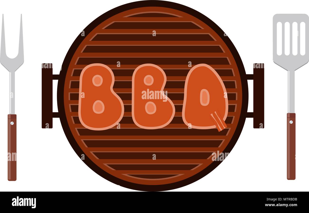 Letters BBQ on the grill. Grilled meat steak on the grid. Barbecue ...