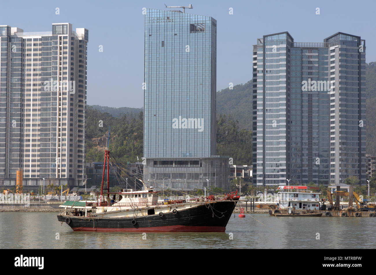 Fishing boat in harbour, Macau, SAR People's Republic of China Stock ...