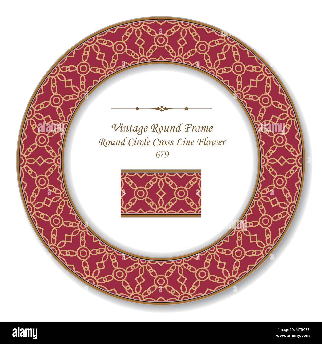 Vintage Round Retro Frame circle cross line flower, antique style ...