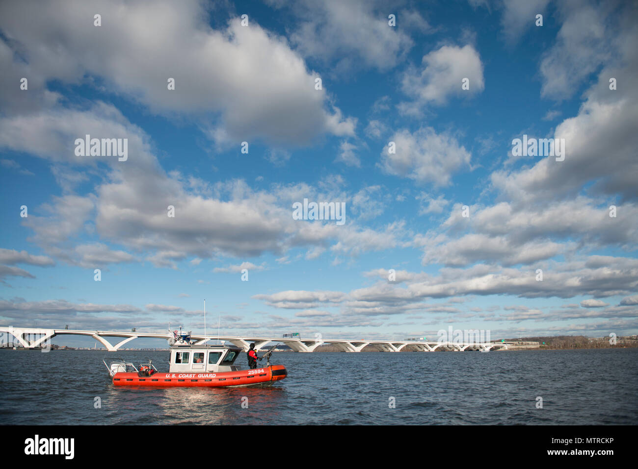 A Coast Guard Maritime Security Response Team patrols the Potomac River ...