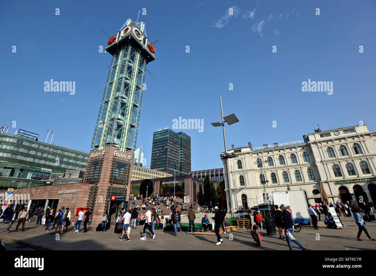 Oslo Central Station and Jernbanetorget square, Norway Stock Photo - Alamy