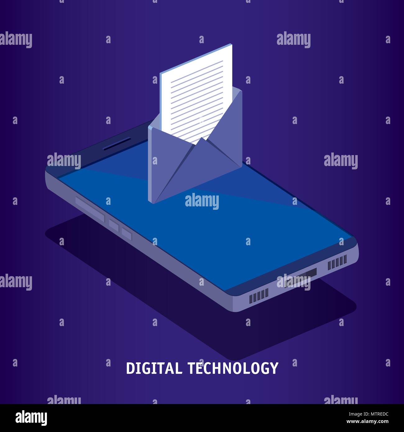 isometric smartphone and envelope digital technology Stock Vector Image & Art - Alamy