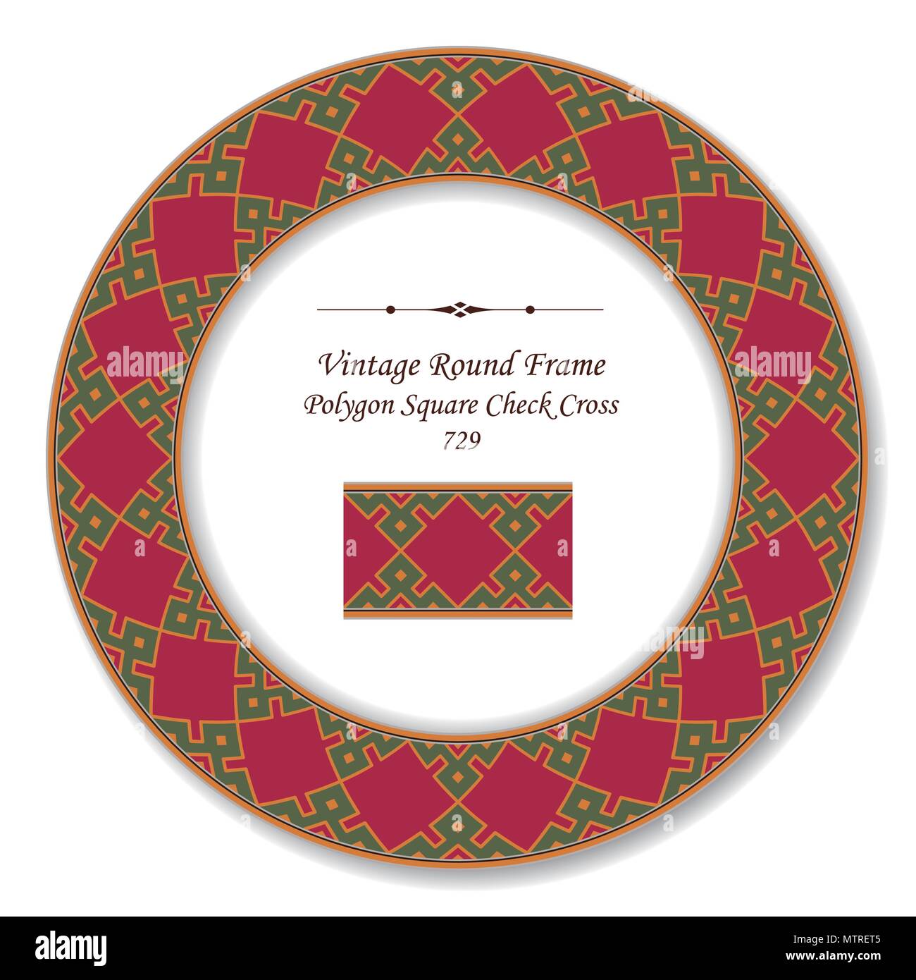 Vintage Round Retro Frame polygon square check cross, antique style ...