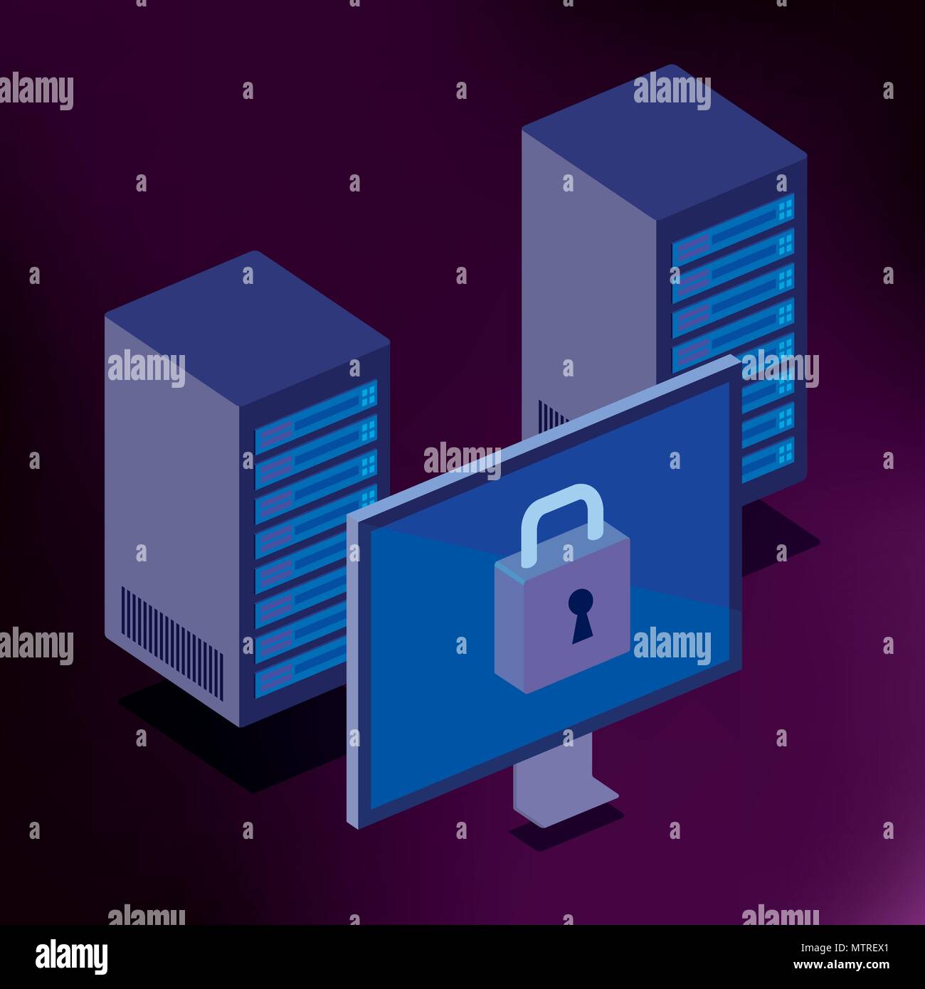 isometric desktop and padlock cyber security Stock Vector Image & Art - Alamy