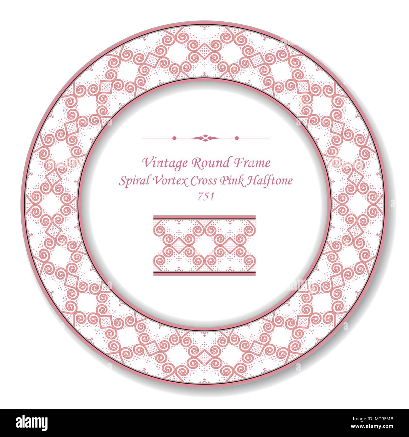 Vintage Round Retro Frame spiral vortex cross pink halftone, antique ...