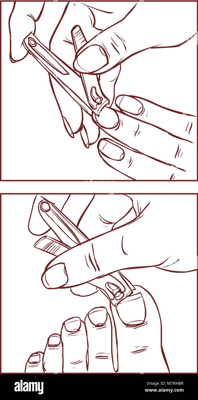 woman who cuts nails of the hands and feet using nail scissors Stock ...