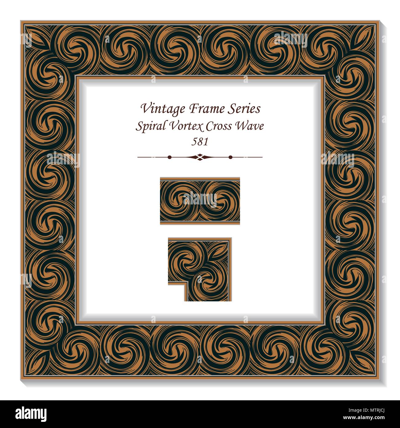 Vintage square 3D frame spiral vortex cross wave, retro style template ...