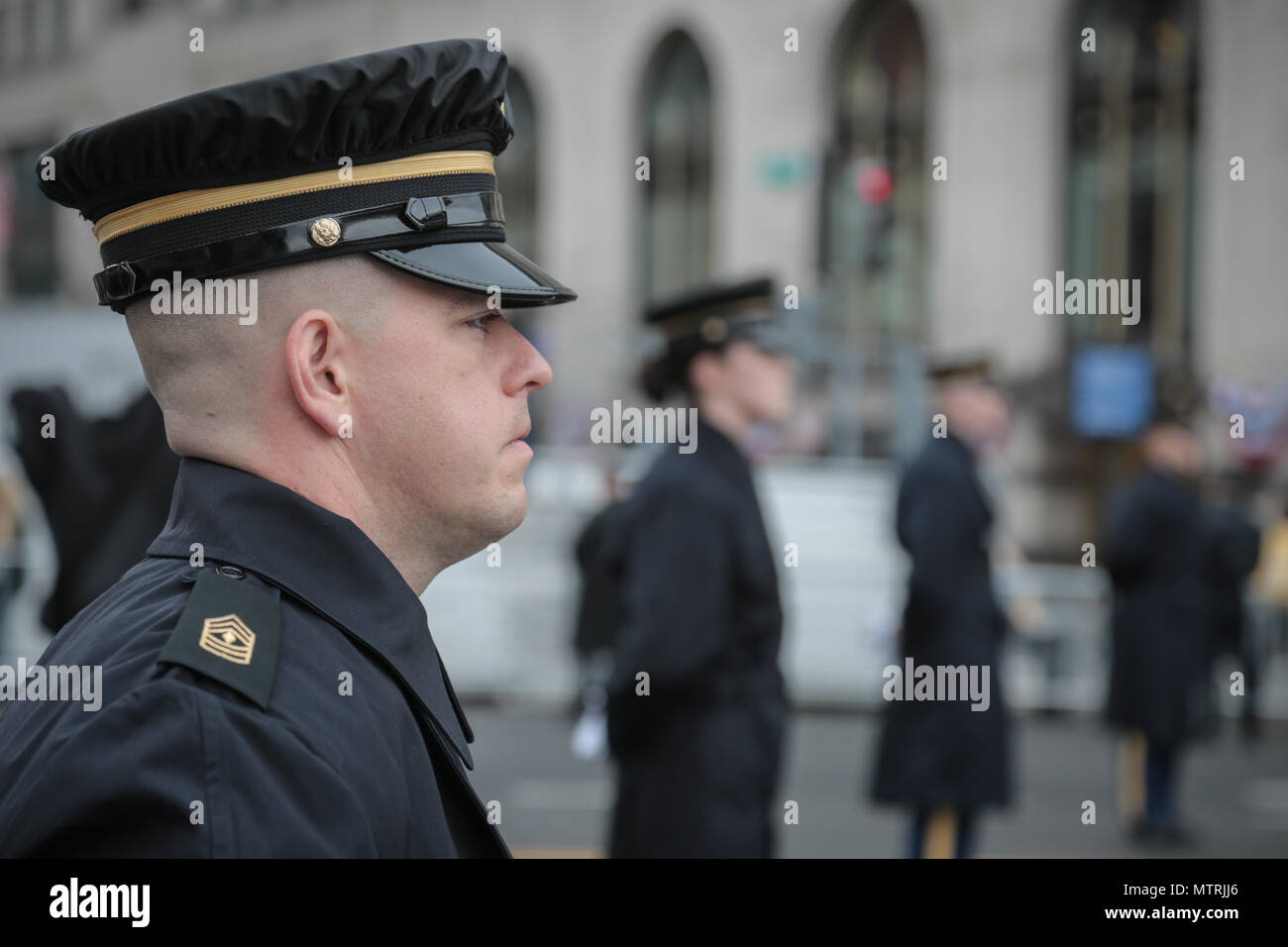 Members of the U.S. Army Cordon line the parade route during the 58th ...