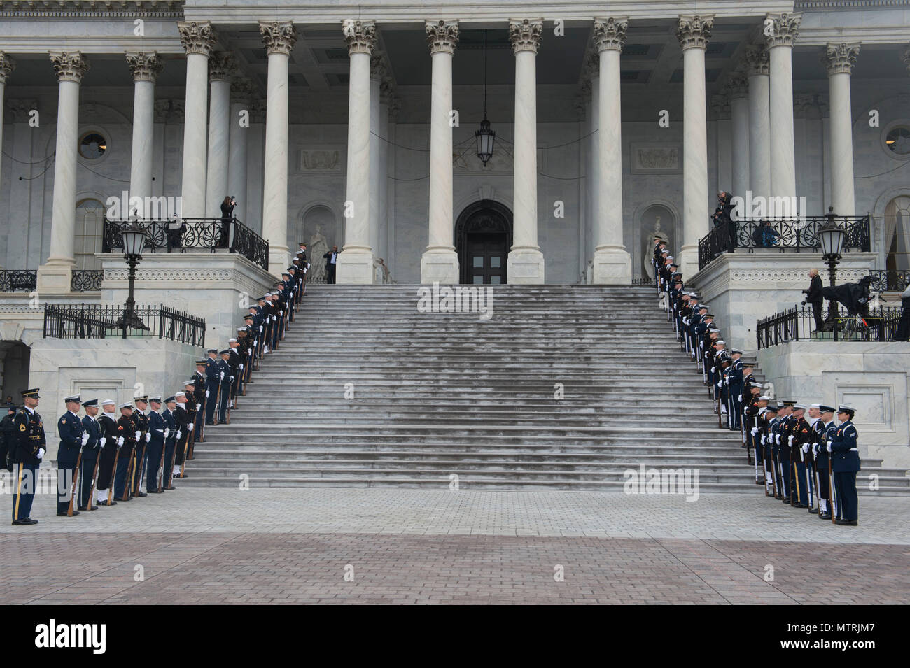 The Joint Service Honor Cordon lines the steps of the U.S. Capitol ...