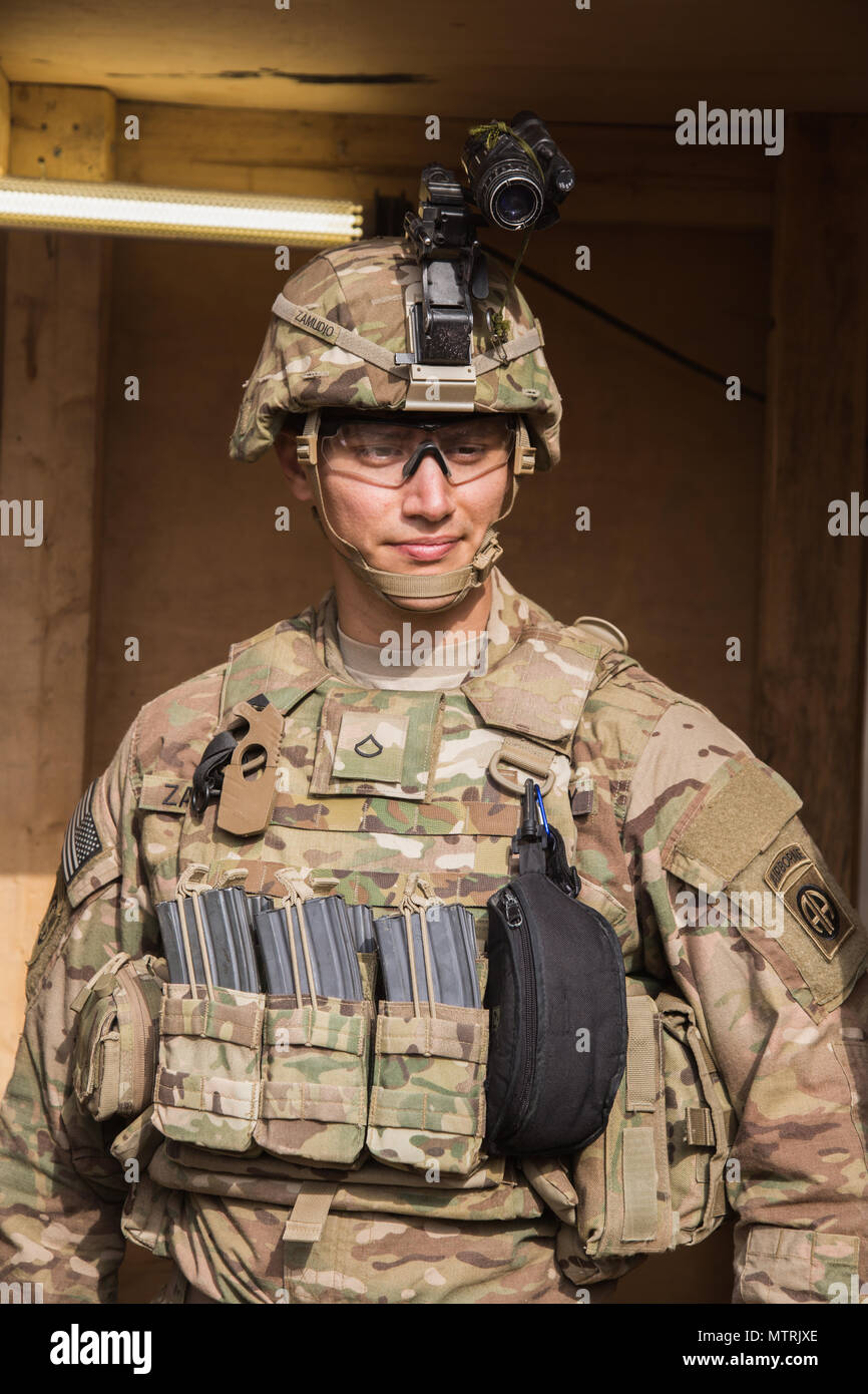 U.S. Army Paratrooper Pfc. Derick Zamudio with the 173rd cavalry ...