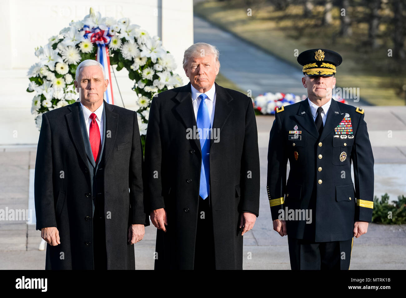 From the left, Vice President-elect Mike Pence, President-elect Donald ...